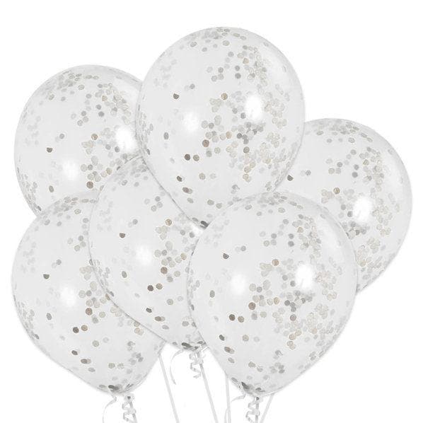 6 CT Silver Confetti Balloons/ Silver Confetti Balloons/ Silver Party ...
