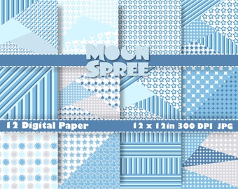 Papel digital azul | Etsy