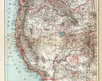1902 Antique Map of Northern France inset of Paris Antique