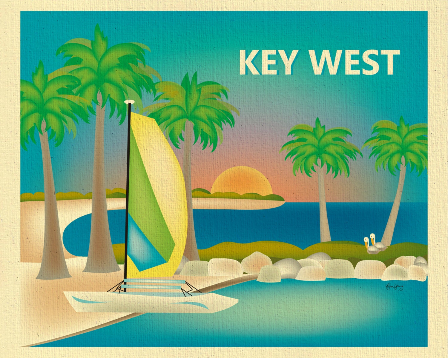 Key West Skyline Print Key West Wall Art Key West Florida