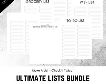 EDITABLE Printable Anything List To Do List Shopping List