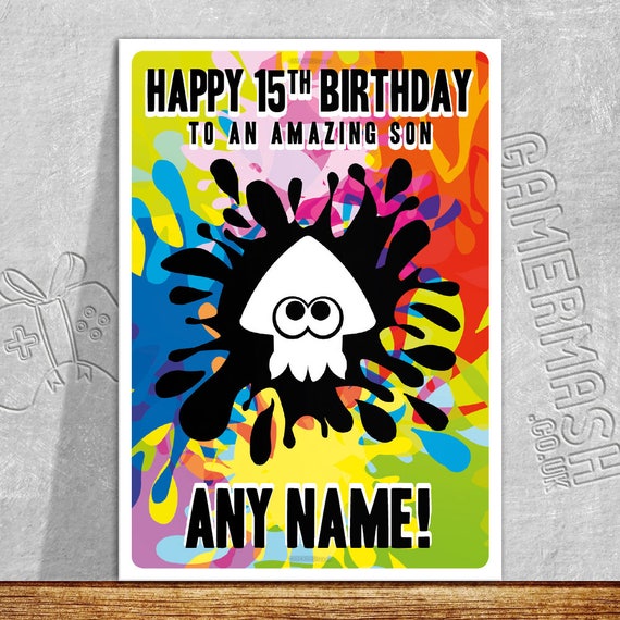 Personalised Birthday Card Splatoon Themed