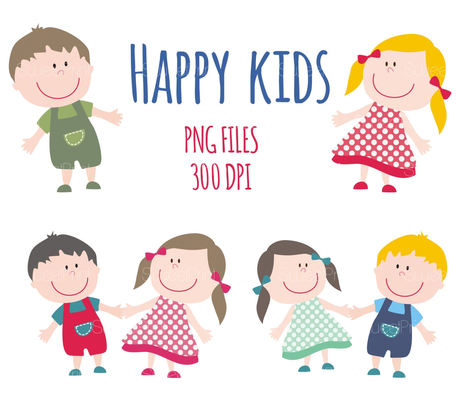 Happy Smile Kids Clipart / Children Clip Art