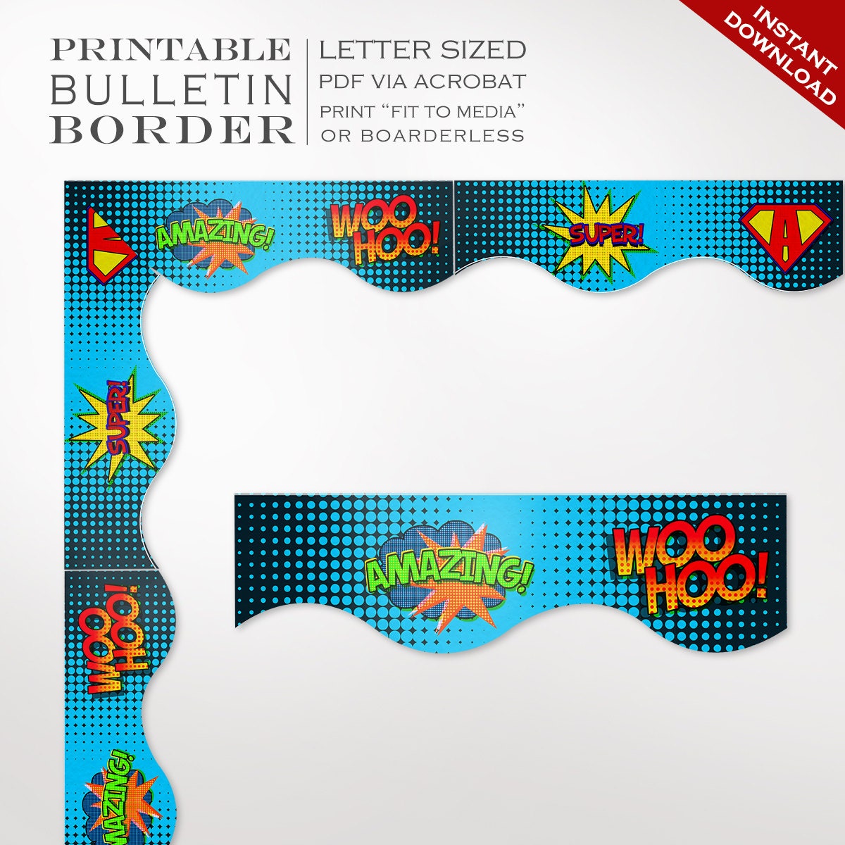 Super Hero Classroom Bulletin Board Trim Printable Super