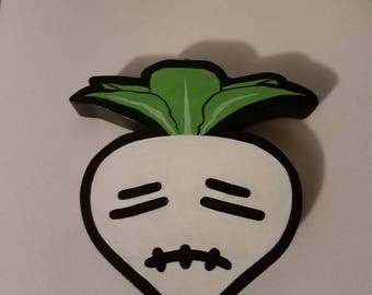 Purple & Pink striped spinning top turnip shaped