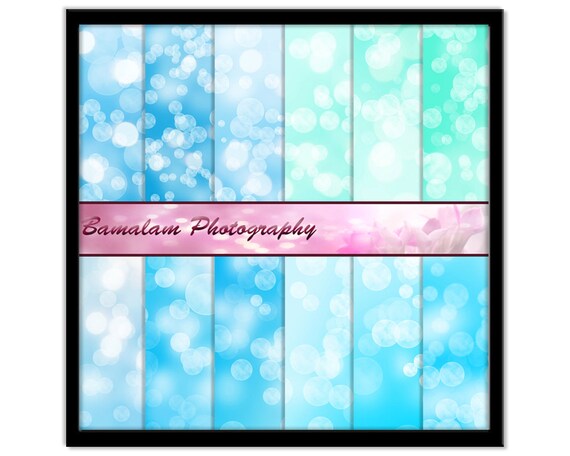 Blue Bubbles Background Bokeh Digital Scrapbook Paper