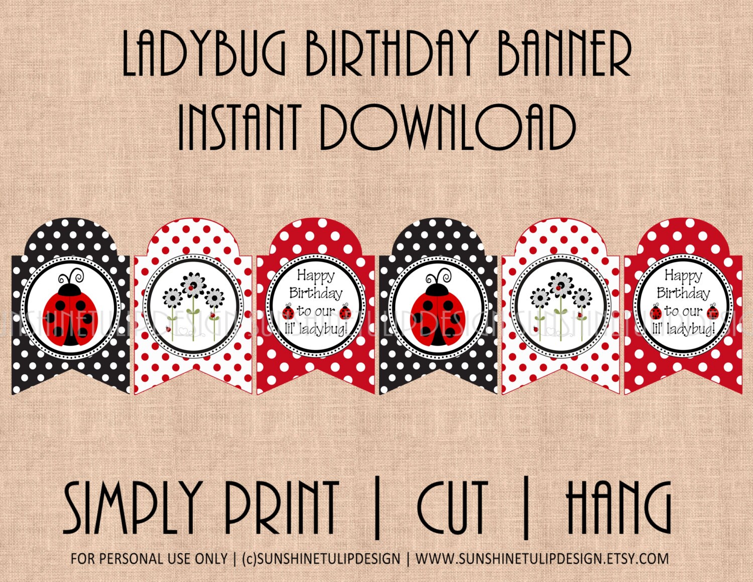 Printable Ladybug Birthday Banner Printable Ladybug Birthday
