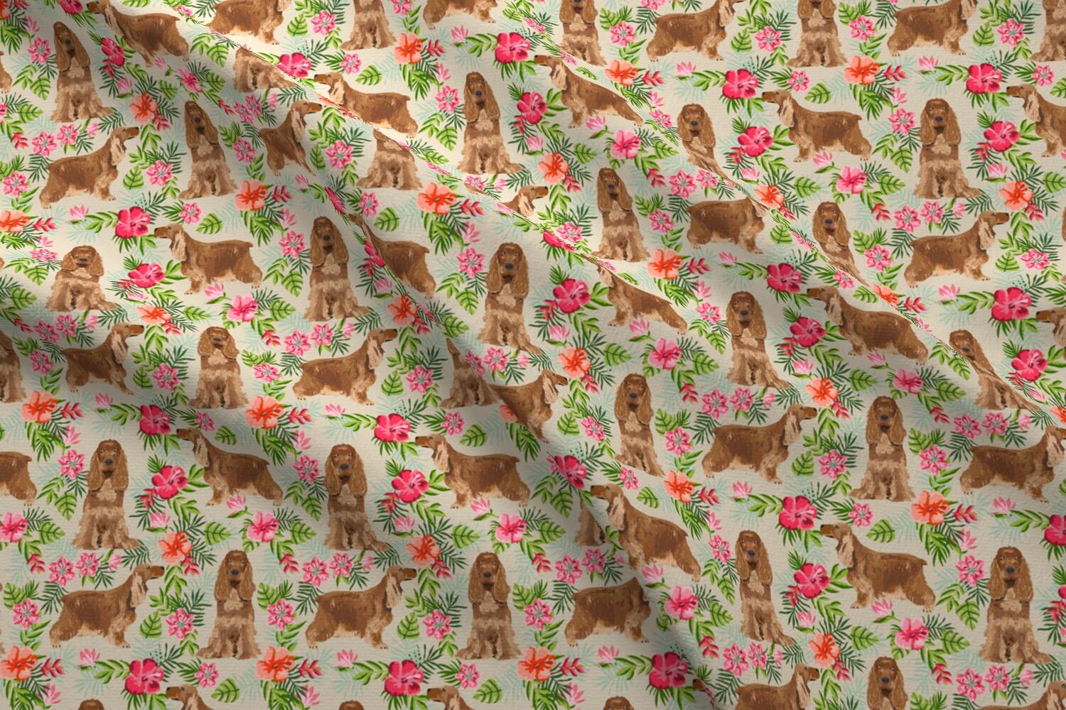 Cocker Spaniel Fabric Cocker Spaniel Hawaiian Sand Tan By