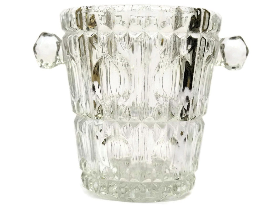Vintage Glass Ice Bucket Retro Barware