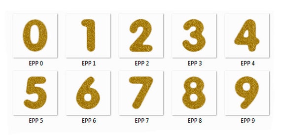 GOLD GLITTER NUMBERS, Numbers Overlays, Photoshop Overlays, Glitter ...
