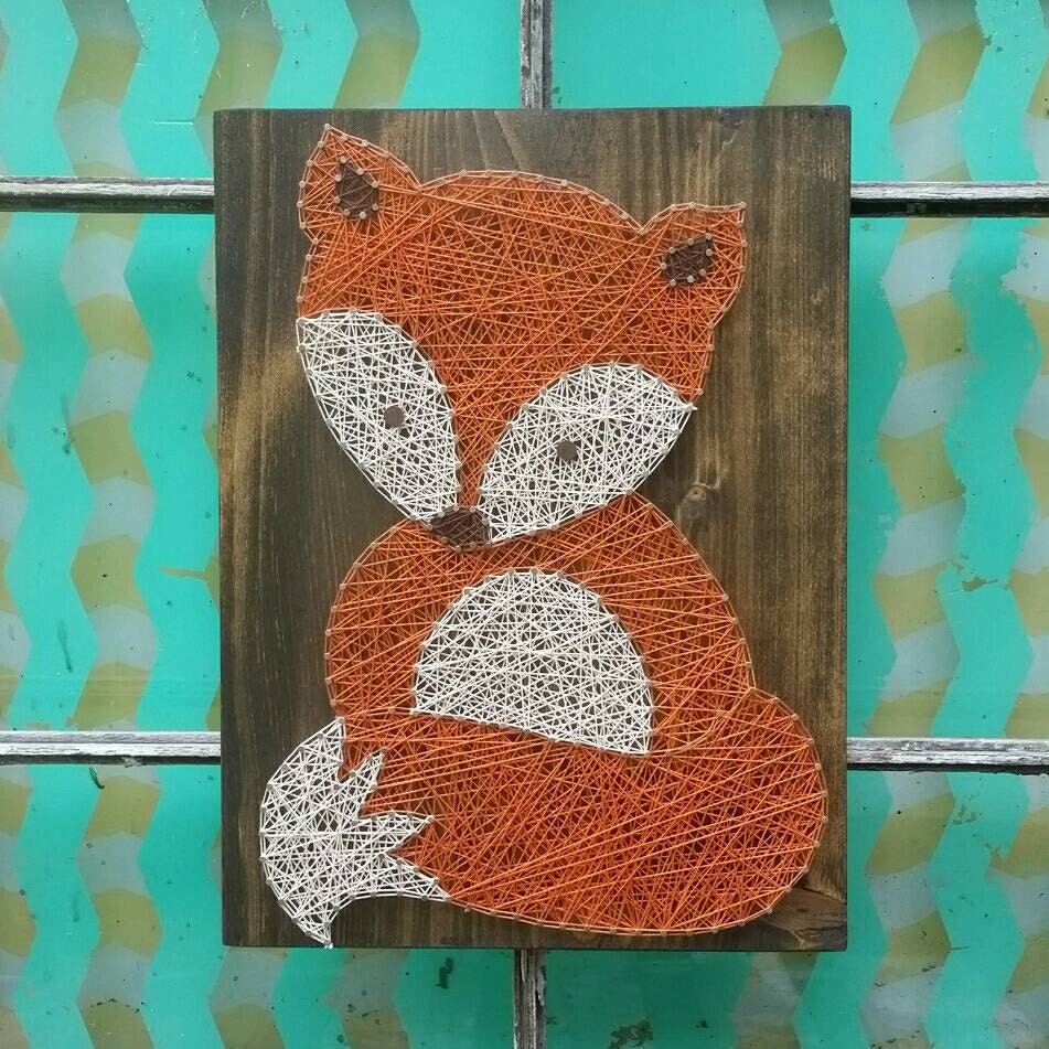 String Art Fox Woodland Nursery Art Nail and String Art