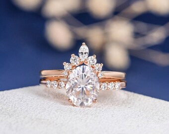 Moissanite ring set | Etsy