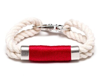 Nautical Rope Bracelet / Metallic Gold Bracelet / Ivory Rope