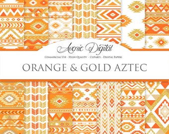 Colorful Aztec Digital Paper. Scrapbook Backgrounds. Bright