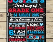 Items similar to First Day of Grade One Sign Printable - 1st Day of ...
