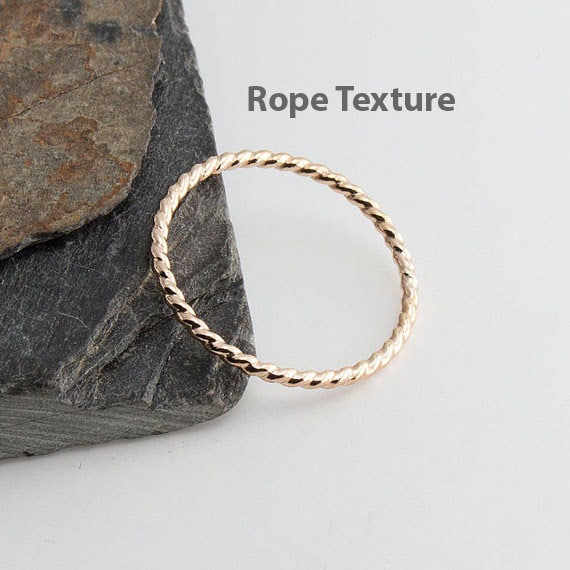 Rope Textured Tiny Gold Ring Hammered Ring Gold Ring Band