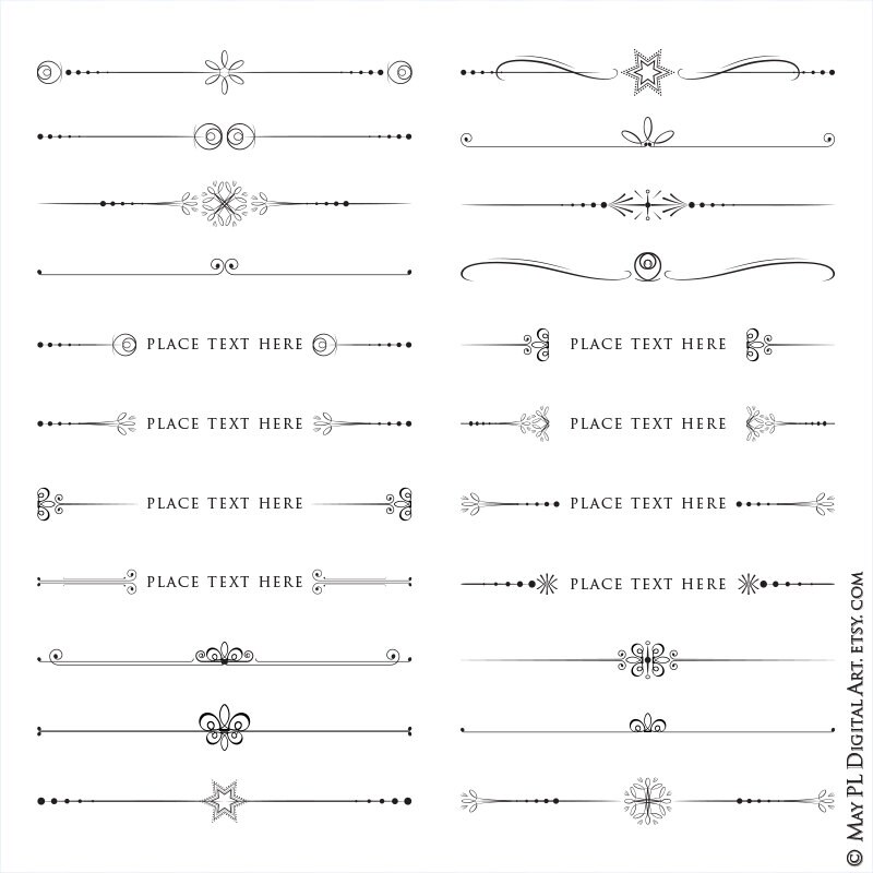 Text Dividers Floral Clipart Decorative Divider Digital Clip