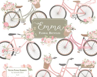 Emma Floral Heart Clipart & Vectors in Wildflowers pink