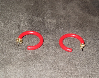 Red Hoops Brick Red Skinny Perfect Hoop Earrings lucite