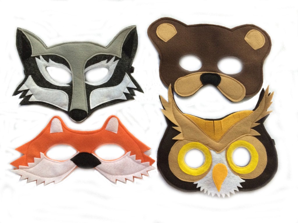 Children's Woodland Animals Felt Mask Combo Set of 4 Masks
