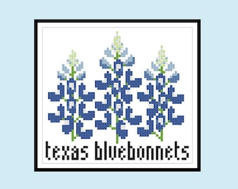 Cross Stitch Pattern Texas Bluebonnet Wildflower PDF Instant