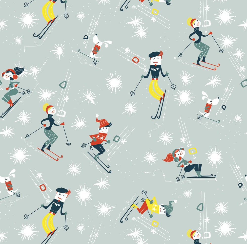 Retro Ski Fabric Oui We Retro Ski By Cynthiafrenette Mid