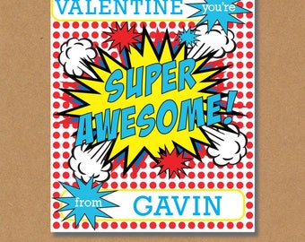 SUPERHERO VALENTINES Superhero Valentine CARDS Superhero
