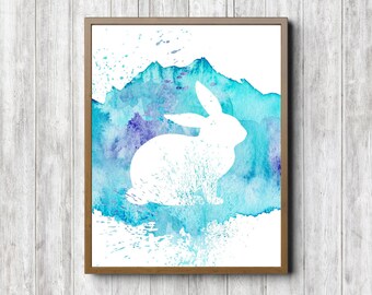 Watercolor bunny | Etsy