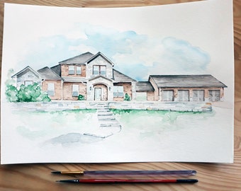 Custom house drawing | Etsy