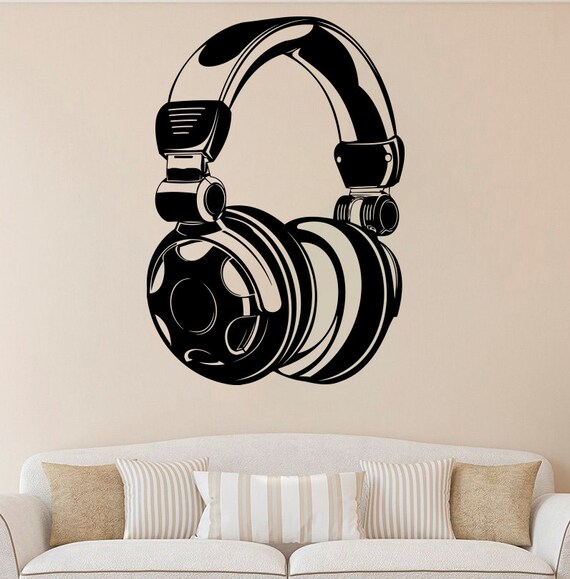 Headphones Wall Decal Earphones Vinyl Sticker Music Stickers