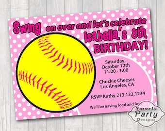 Softball invitation | Etsy