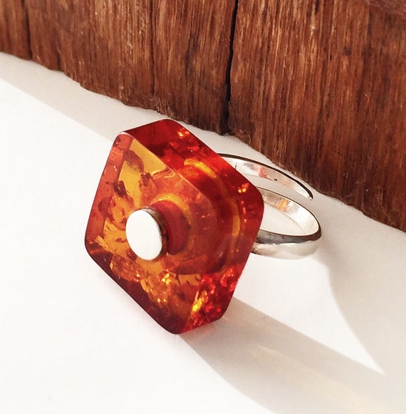 Unique Baltic Amber Ring starts at 6.5 adjustable to 7.25