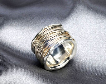 Wide silver ring | Etsy