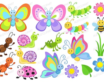ON SALE garden bugs clip art cute bugs clip artsummer bugs