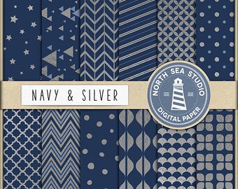 Navy and silver | Etsy