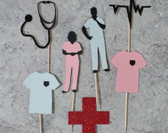 12 Medical Cupcake Toppers Doctor Theme Birthday Toppers