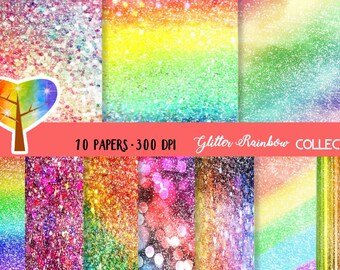 Digital Rainbow Digital Paper: Rainbow Scrapbook Paper