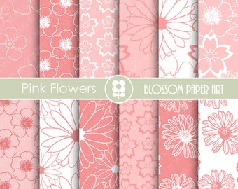 Papeles Decorativos Floreados Rosa y Celeste Papeles