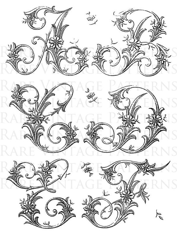 FRENCH ALPHABET 1 LETTERS Stencil Initials A-B-C-D-E-F Jpg