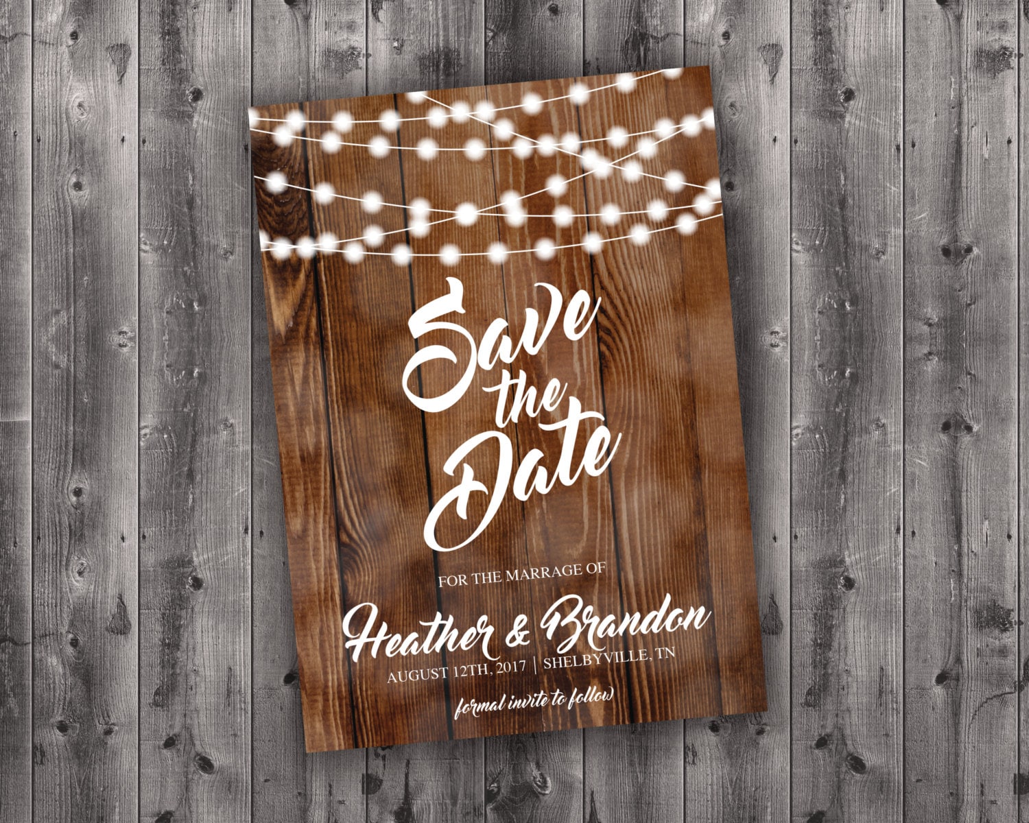 Country Save the Date Printed Wedding Save The Date