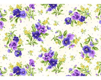 Pansies fabric | Etsy