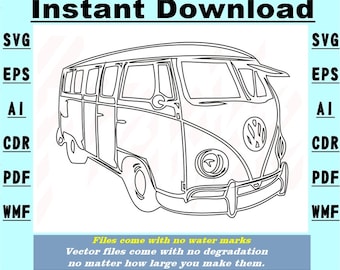 Vw bus stencil | Etsy