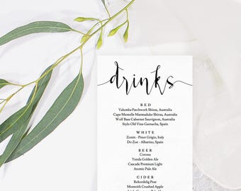Wedding drink menu | Etsy