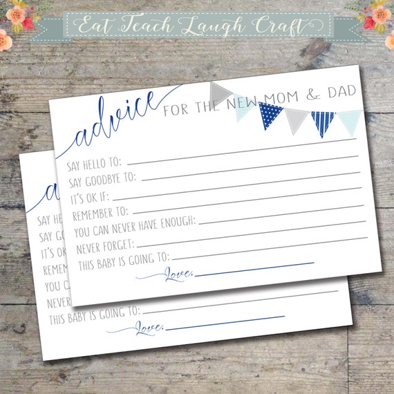 Baby Shower Advice for New Mom and Dad Cards Navy Blue and