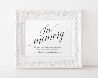 In Loving Memory Printable Wedding Signs Personalized Sign