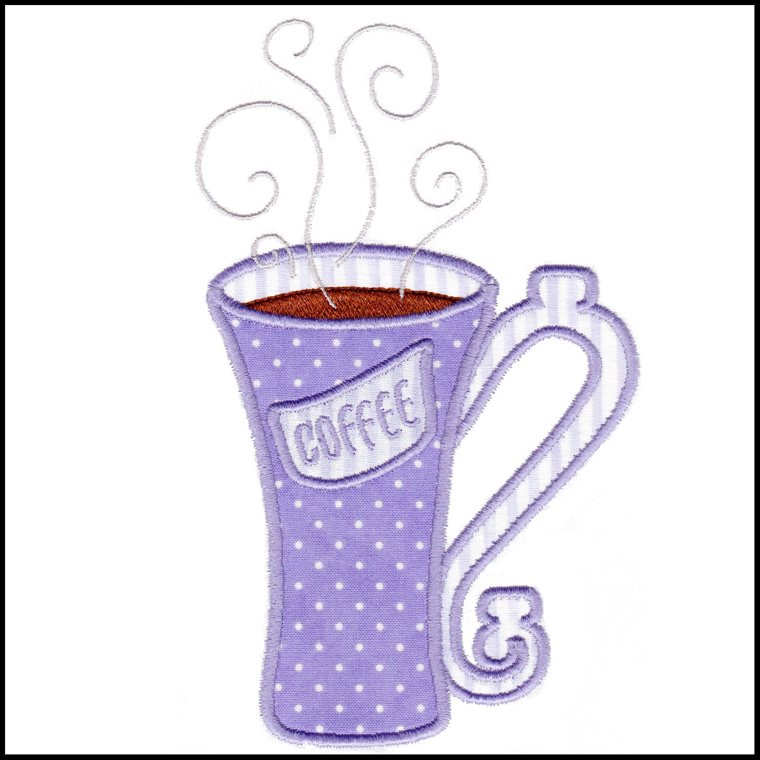 Coffee Mug 1 applique machine embroidery design set. Instant