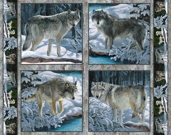 Wolf fabric panel | Etsy