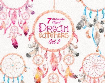 Indian legends. Watercolor Dreamcatchers Clipart Tribal