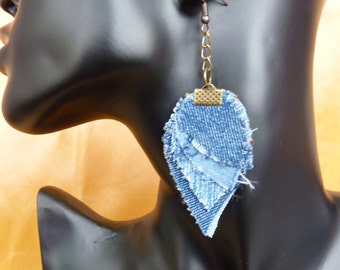 Denim earrings | Etsy