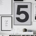 Number 5 Modern Typography Art Print Instant Download.